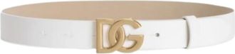 Dolce & Gabbana Homme, Accessoires, Beige, Taille: XL Ceinture Logo en Cuir Verni