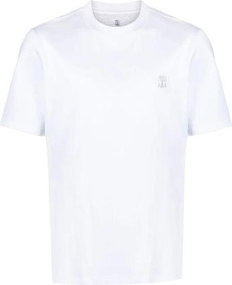 Brunello Cucinelli Homme, Tops, Blanc, Taille: 3XL T-shirt ras du cou en jersey de coton