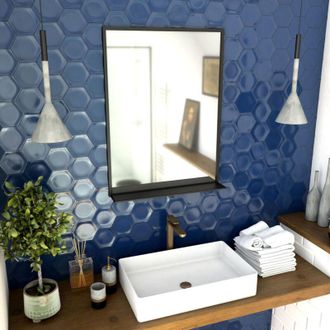Aurlane Aurlane - miroir salle de bain 80x60cm - laqu&eacute; noir mat avec &eacute;tag&egrave;res - framed mirror