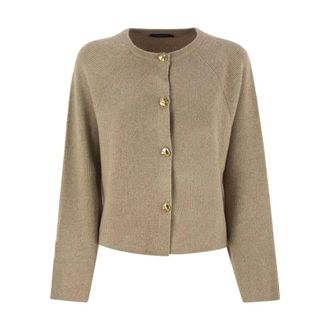 Fabiana Filippi Femme, Pulls, Beige, Taille: 34 FR Cardigan c&ocirc;tel&eacute; &agrave; boutons sur le devant