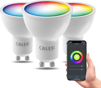 Calex Smart LED Spot, GU10, PAR16, RGB-Farben & kalt- bis warmwei&szlig; Licht, dimmbar, WLAN App- & Sprachsteuerung, 3er Pack