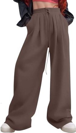 Generic Pantalon Jogging Femme avec Poches et Taille Elastique Pantalon de Jogging Taille Haute Oversize Baggy Femme Elegant D&eacute;contract&eacute; Pantalons Chaud Autom