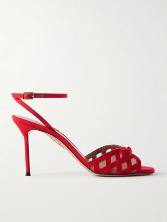 Aquazzura Sandales En Gros-grain &Agrave; Finitions En R&eacute;sille Romance 85 - Rouge