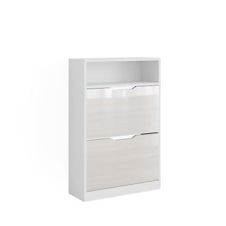 Vicco Schuhkipper Luca, Schuhregal, Weiß Hochglanz, 22 x 89.5 cm mit 2 Fächern