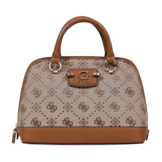 Guess Femme, Sacs, Beige, Taille: ONE Size Dome Satchel Élégant et polyvalent