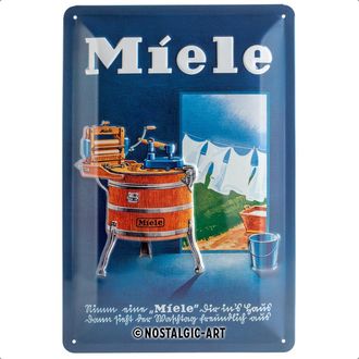 Nostalgic Art Retro Blechschild, 20 x 30 cm, Miele - Waschbottich - Geschenk-Idee für Nostalgie-Fans, Original Lizenzprodukt (OLP), aus Metall, Vintage Design, Blec