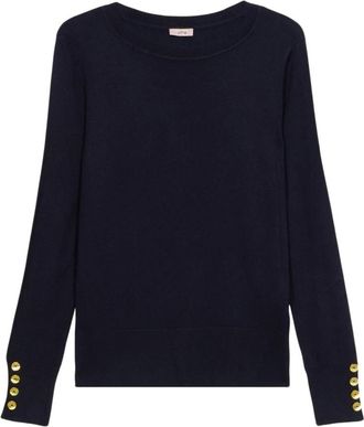 Oltre Femme, Pulls, Bleu, Taille: 38 FR Pull avec boutons d&eacute;coratifs