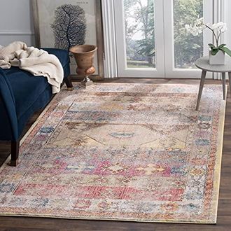 Safavieh Traditionell Teppich für Wohnzimmer, Esszimmer, Schlafzimmer - Bristol Collection, Kurzer Flor, Pink und Multi, 122 X 183 cm