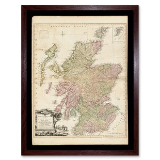 Fine Art Prints Artery8 Kitchin 1778 Karte Schottland Grafschaften Nord-Großbritannien Gerahmter Druck 30x40 cm