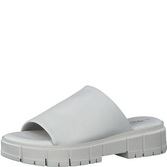 Tamaris Damen Plateau Mules Leder Blockabsatz Sommer; OFFWHITE UNI/wei&szlig;; 41 EU