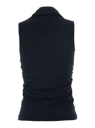 Rick Owens Womens Sleeveless Top With Ruching And Front Vent - Black Nylon Tops