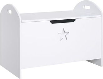 HOMCOM Coffre malle de rangement coffre &agrave; jouets dim. 62L x 40l x 46H cm MDF blanc
