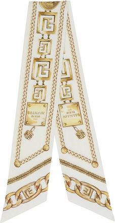 Balmain Bedrucktes Seidenbandana mit Kettenmuster - - Accessories - Damen - Gelb - ONE SIZE
