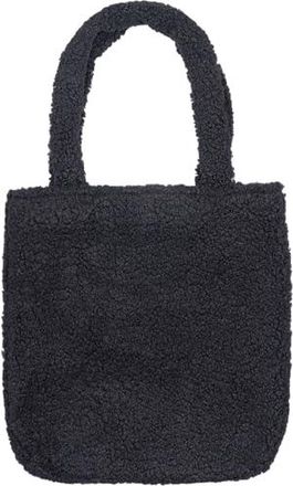 styleBREAKER Sac pochette en fourrure de teddy pour femme avec longues et larges anses, sac à bandoulière, aspect tricoté Unicolore 02012402, couleur:Noir