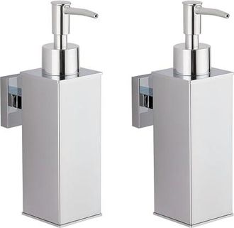 BGL Fashion Lot de 2 distributeurs de savon muraux en acier inoxydable 304 pour lavage des mains - Pour salle de bain et cuisine - Chrome