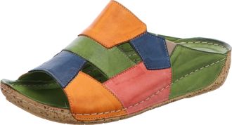 Gemini Damen Pantolette Leder Patchwork Optik Keilabsatz 336052-02, Gr&ouml;&szlig;e:41 EU, Farbe:Orange