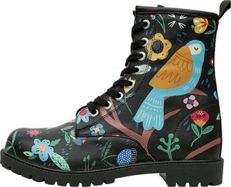 Dogo Schn&uuml;rstiefel DOGO Boots - Flower & Birds BLACK