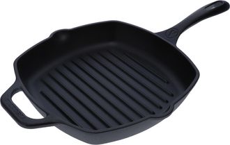 Victoria Grillpfanne Eingebrannte Gusseisen Induction 25x25cm Bratpfanne Geeignet für Feuer, Grill, Backofen, Ceranfeld, Cast Iron Skillet Toxic Free, ohne PTF