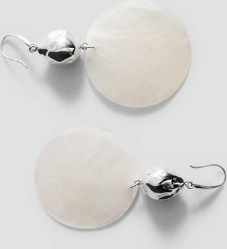 Mango Boucles doreilles pendantes coquillage argent - Femme - Taille unique - MANGO