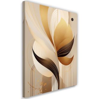 Feeby Wandbild - Wohnzimmer Modern Deko - Abstraktes Gold Formen Boho - 70x100 1tlg - Bilder Leinwand - Bild auf Leinwand Schlafzimmer - Leinwandbilder f&uuml;r 