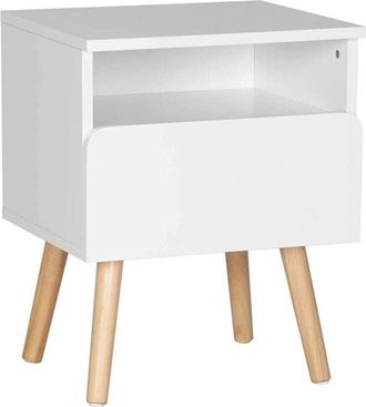 Woltu 2er-Set Nachttisch mit Schublade & offenem Fach Holz weiß - Woltu