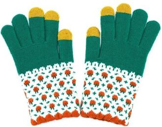 Generic Gants dhiver pour femme à motif floral pour écran tactile - Laine torsadée élégante avec doublure en polaire, gants chauds pour temps froid (coloré), 