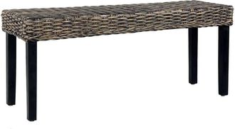 vidaXL Vidaxl - Sitzbank 110 cm Schwarz Natur Kubu-Rattan und Massivholz Mahagoni