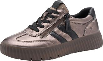 Tamaris Comfort Damen Sneaker flach mit Rei&szlig;verschluss Freizeit, Silber (Pewter), 40 EU