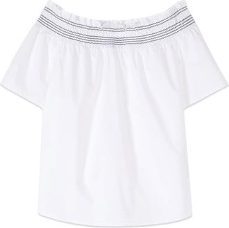 Oltre Femme, Blouses et Chemises, Blanc, Taille: 44 FR Blouse en coton &eacute;paules d&eacute;nud&eacute;es