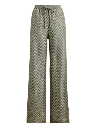 Polo Ralph Lauren pantalon palazzo &agrave; fleurs - Vert