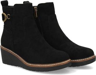 Shoes & Blues Bottine pour femme avec berceau confortable &agrave; porter au quotidien. Ornement m&eacute;tallique lat&eacute;ral avec &eacute;trier, fermeture int&eacute;rieure &agrave; glissi&egrave;re., Noir, 3