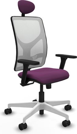 Piqueras y Crespo Computerstuhl mit Rollen, 3D-Armlehnen, h&ouml;henverstellbare Lendenwirbelst&uuml;tze und festes Kopfteil, ausgestattet mit 3 Positionen, Wei&szlig;/Violett