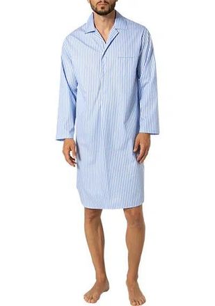 Novila Herren Nachthemd blau Stoff gestreift