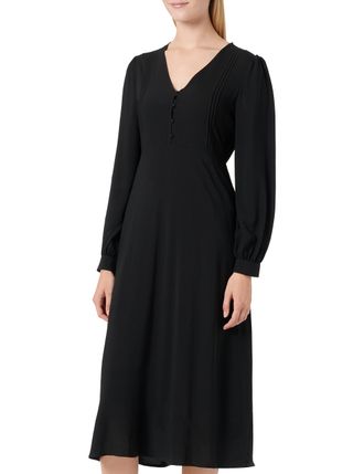 Vila Damen Vipaya L/S Midi Dress/Su - Noos Dress, Schwarz, 36 EU