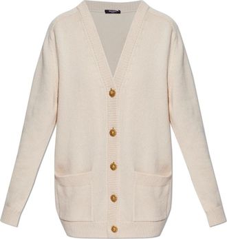 Balmain Femme, Pulls, Beige, Taille: 40 FR Cardigan &agrave; col en V