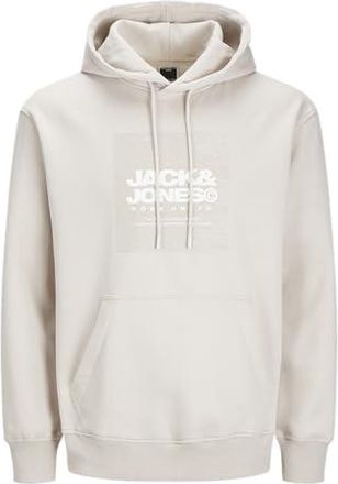 Jack & Jones Sweat à Capuche imprimé Jcoaero à lavant Sweatshirt, Beige Clair, S Homme