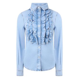 Moschino Elegante Bluse mit Raffung vorne - - Blouses & Shirts - Damen - Blau - XL