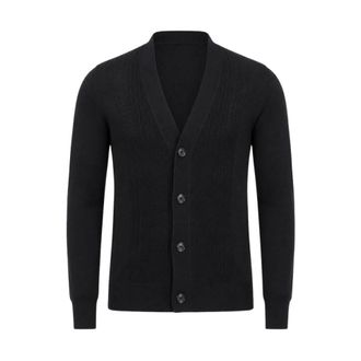 Paolo Pecora Cardigan en coton textur&eacute; - Homme - Pulls - Noir - Taille: XL