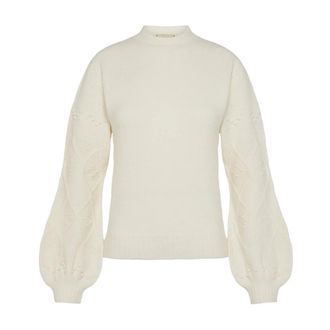 Momoni Merino Stretch Sweatshirt-Effekt-Pullover - - Knitwear - Damen - Beige - M