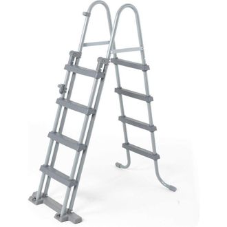 Trade Shop Trade Shop - Sicherheitsleiter f&uuml;r 122cm Schwimmb&auml;der mit Kunststoffstufen Metallrahmen 58331