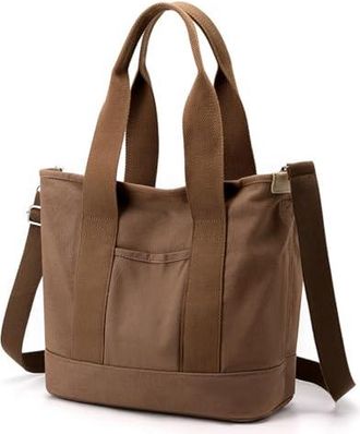 Generic Petit sac fourre-tout avec fermeture &eacute;clair, sac &agrave; bandouli&egrave;re multi-poches en toile, sac &agrave; bandouli&egrave;re, cartable, sac &agrave; bandouli&egrave;re 2025, marron, 9.0