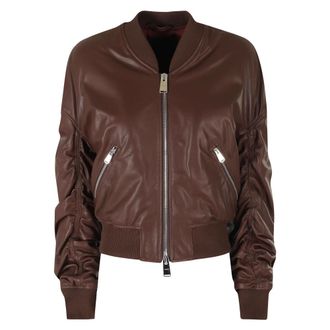 Dondup Oversized Nappa Leder Bomberjacke - - Jackets - Damen - Braun - M