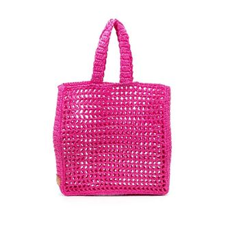 Chica Fuchsia Stroh-Tragetasche mit Logo-Patch - - Bags - Damen - Rosa - ONE SIZE