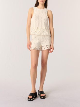 Maje Short En Crochet - Blanc - Taille 34 - Maje