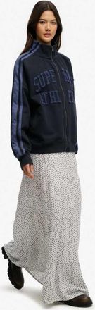 Superdry Jupe longue tiss&eacute;e &agrave; volants et imprim&eacute; coeurs et p&acirc;querettes - Blanc cass&eacute;