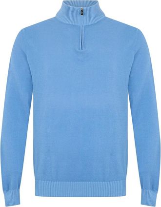 Fedeli Homme, Sweatshirts et sweats &agrave; capuche, Bleu, Taille: L Pull Bleu avec Fermeture &Eacute;clair
