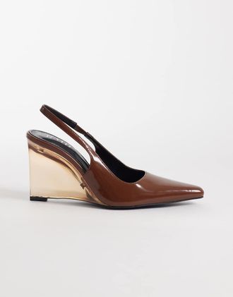 Raid Louna - Slingback-Schuhe in Braun mit transparentem Keilabsatz-Brown