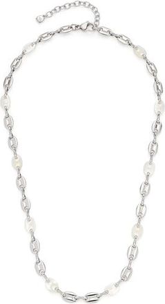 Leonardo Collier Lindi en acier inoxydable argenté - Maillons dancre de bateau en nacre et acier inoxydable - Longueur : 45-50 cm - Cadeau pour femme 023541, 4