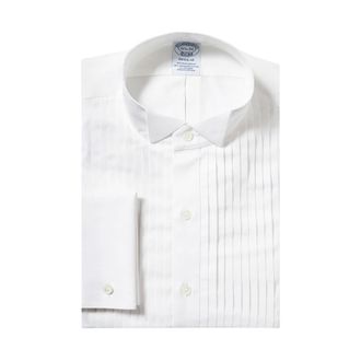 Brooks Brothers Homme, Chemises, Blanc, Taille: L Chemise habill&eacute;e formelle en coton Supima coupe classique avec col cass&eacute;