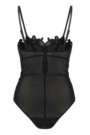 Y / Project Womens Black Tulle Bodysuit Elastane Tops Top